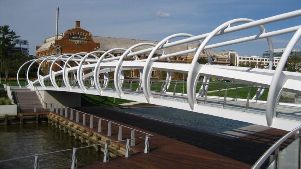 Pedestrian Bridge at the Yards Waterfront - Banker Steel
